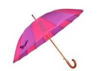 China Automatic Promotional Umbrella 16 Ribs 25 Inch Wooden Shaft with Custom Logo Printing Options for sale