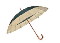 China Automatic Promotional Umbrella 16 Ribs 25 Inch Wooden Shaft with Custom Logo Printing Options for sale