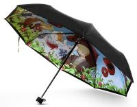 China Black Telescopic Automatic Travel Umbrella 98cm Open Diameter 30cm Closed Length with Full Heat Transfer Printing for sale