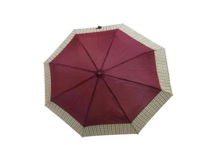 China 190T Pongee Fabric Automatic Travel Umbrella 97cm Diameter with Wind-Resistant Fiberglass Frame for sale