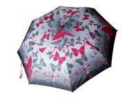 China Custom 3 Fold Manual Open Travel Umbrella 97cm Butterfly Flower Print Water Resistant Pongee Canopy for sale