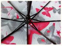 China Custom 3 Fold Manual Open Travel Umbrella 97cm Butterfly Flower Print Water Resistant Pongee Canopy for sale