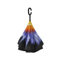 China 23-Inch Manual Close Reverse Double Layer Inverted Umbrella with C-Shaped Rubber Handle and 12mm Metal Shaft for sale