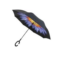 China 23-Inch Manual Close Reverse Double Layer Inverted Umbrella with C-Shaped Rubber Handle and 12mm Metal Shaft for sale