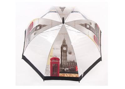 China 97cm POE Material Transparent Umbrella with 8K Windproof Tower Printing - Automatic Open Mechanism for sale