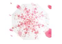 China Compact Transparent Rain Umbrella 38 Inch Auto Open with Plastic Hook Handle and Butterfly Print Design for sale