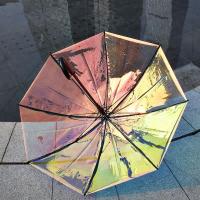 China 23-Inch Iridescent Hologram Transparent Rain Umbrella with 102cm Canopy and Auto-Open Mechanism for sale