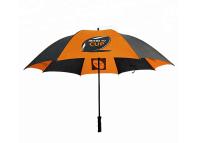 China 27-Inch 8-Panel Orange Black Golf Umbrella with Wind-Resistant Design and Aluminum Handle for Travel for sale
