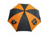 China 27-Inch 8-Panel Orange Black Golf Umbrella with Wind-Resistant Design and Aluminum Handle for Travel for sale