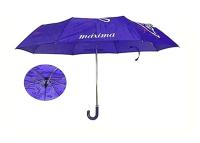 China Waterproof Manual 3 Fold Umbrella , Fold Up Umbrella Pongee PU J Handle for sale