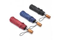 China 21-Inch Automatic Windproof Folding Umbrella with 97cm Coverage and Wooden Handle - Compact 30cm Folded Design for sale