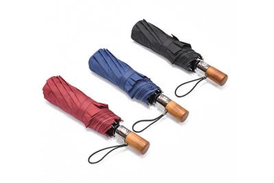 China 21-Inch Automatic Windproof Folding Umbrella with 97cm Coverage and Wooden Handle - Compact 30cm Folded Design for sale