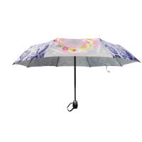 China 21 inch Silver Coated Polyester Auto Folding Umbrella 8 Panels Windproof for sale