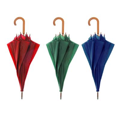 China Metal Frame J Stick 23 Inch Wooden Handle Umbrella with 102cm Diameter and 8 Ribs - Windproof Reverse Design for sale