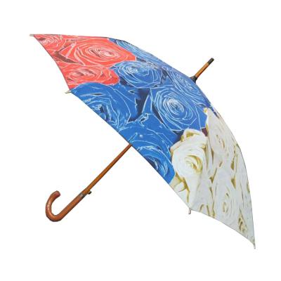 China Windproof Straight Umbrella with 14mm Wooden Shaft and 102cm Diameter - J-Shape Handle Design for sale