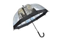 China Dome Shape POE Fabric Transparent Rain Umbrella - 97cm Diameter Auto Open with Metal Frame for sale