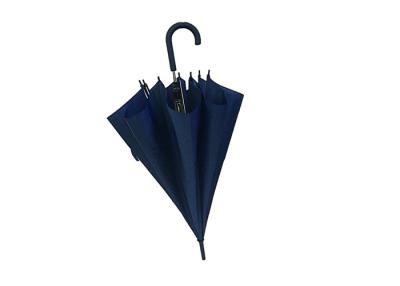 China Plastic J Handle Pongee Auto Open Stick Umbrella 23 Inch 8K Silver Metal Frame for sale