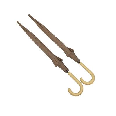 China Classic Wooden Handle Umbrella 105cm Auto Open Metal U Ribs Pongee for sale