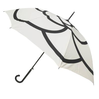 China Windproof J Shape Handle 23 Inch Auto Open Stick Umbrella Polyester Fiberglass for sale