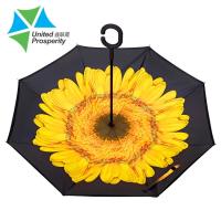 China BV Metal Ribs Sunflower C Handle Inverted Umbrella for sale