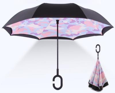 China 8mm Metal Shaft Polyester Reverse Inverted Umbrella Auto Open Manual Close for sale