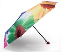 China Rubber Handle Pongee 21 Inches Foldable Travel Umbrella With Bag for sale