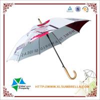 China Custom Logo Wood J Handle Straight Umbrella for Men 8mm Metal Shaft Auto Open for sale