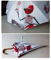 China Custom Logo Wood J Handle Straight Umbrella for Men 8mm Metal Shaft Auto Open for sale