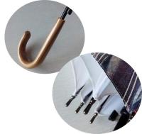 China Custom Logo Wood J Handle Straight Umbrella for Men 8mm Metal Shaft Auto Open for sale