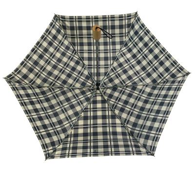 China SGS Manual Open Wooden Handle Check Printing Foldable Umbrella for sale
