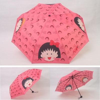 China Sakura Momoko Kids Foldable Umbrella 8mm Metal Shaft Auto Open Manual Close for sale