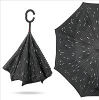 China Double Layer Folding Reverse Inverted Umbrella 21 Inch Auto Open Close C Handle for sale