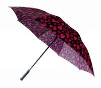 China Foldable 8mm Metal Shaft Red Lip Umbrella for Women Auto Open Polyester for sale