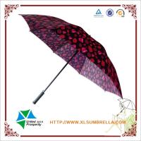 China Foldable 8mm Metal Shaft Red Lip Umbrella for Women Auto Open Polyester for sale