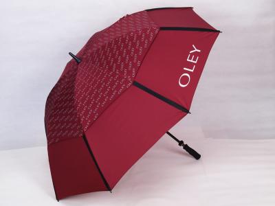 China Custom Letter Printed Windproof Golf Umbrella 8mm Metal Shaft Auto Open for Men for sale