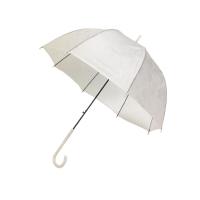 China J Shape Plastic Handle Transparent POE Umbrella 98cm Auto Open Metal Shaft for sale