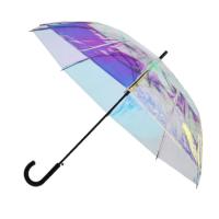China Auto Open Holographic POE Umbrella 98cm Clear Canopy with Butterfly Design 33 Inch Length for sale