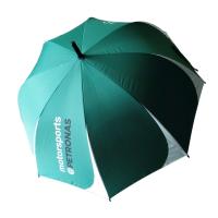 China Custom Logo Windproof Golf Umbrella 8mm Metal Shaft Waterproof Polyester Pongee Fabric Auto Open for sale