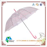 China J Handle Pink Dot POE Transparent Rain Umbrella For Children for sale
