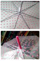 China J Handle Pink Dot POE Transparent Rain Umbrella For Children for sale