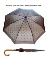 China Wooden J Handle Pongee Fabric Compact Golf Umbrella for sale