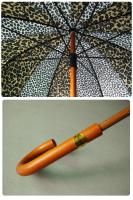 China Women's Leopard Print Color Change Umbrella with Wooden J Handle 8mm Metal Shaft for sale
