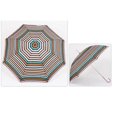 China Colorful Stripe Waterproof Pongee Compact Golf Umbrella 27