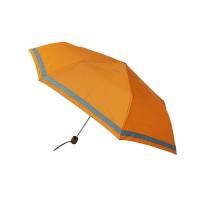 China Manual Open Folding Wooden Handle Umbrella With Reflective Piping for sale