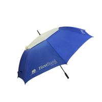 China 68 Inch Pongee 190T Branded Golf Umbrella Fiberglass Shaft Auto Open for sale