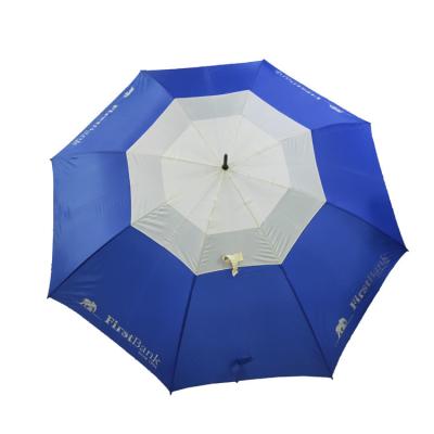 China 68 Inch Pongee 190T Branded Golf Umbrella Fiberglass Shaft Auto Open for sale