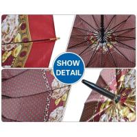 China 29 Inch Satin Fabric 16K Straight Umbrella with J Handle - Automatic Open Fiberglass Frame 670g for sale