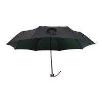 China 8 Ribs Manual 3 Folding Umbrella With Wooden Handle for sale