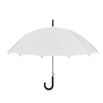 China 27 Inch 16K Windproof Hook Handle Umbrella Custom Logo Fiberglass Frame for sale