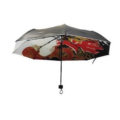 China Black Coating 95cm Sightseeing 3 Fold Umbrella with UV Protection for sale